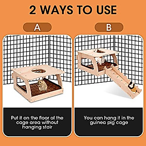 Haldane Guinea Pig Hideout - Wooden Small Animal Hideout with Mat & Ladder, Ventilated Small Animal House with Multiple Doors for Chinchilla Guinea Pig Hamsters Bunny