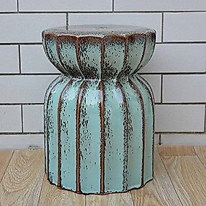 FAIRAH Modern Light Luxury Ceramic Stools, Retro Lotus Ceramic Drum Stools, Round Pier Chairs, Suitable for Balconies and Open-air Gardens. (Color : G)