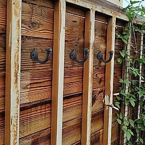 DPOWERFUL Rustic Cast Iron Coat Hooks with ball tip clothes hooks wall hooks antique cast iron single hooks for screwing hangers black for bathroom wardrobe living room (3 Pack)