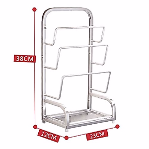 XJJZS Pot Lid Organizer Rack,Pot Lid Holder,Pan Lid Cover Stand Holder Organizer Rack with Drain Tray for Kitchen Cabinet Pantry