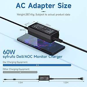 12V 5A Sceptre Monitor Power Cord, AC Adapter for Sceptre EC Series 35" 32" 30" 27" 24" 22" 20" 19" 15", E248W E225W E205W E275W C305W-2560UN C325W-1920R Screen Monitor Power Supply Charger