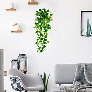 FOLUXING 1 Pack Artificial Hanging Plants, Fake Potted Plant with Black Pot for Home Indoor/Outdoor Office Garden Decor