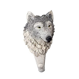 Resin Wolf Coat Hooks Wall Mounted Deer Decorative Decor Hat Towel Bag Rack Gift for Home Living Room Bedroom Shop, 7.5x5.8x13.8cm