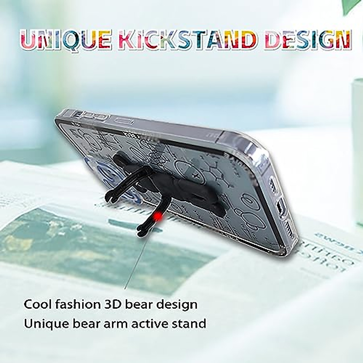 DOWINTIGER for iPhone SE Case Cool 3D Bear Design for Boys Men Teens, Soft Flexible Slim TPU Protection Clear Designer Case - 015