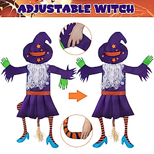 Crashing Flying Witch Halloween Decorations (63''H), Hanging into Tree Porch Pole Witches for Outdoor Front Yard Garden Patio Outside Party Decor