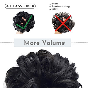 Messy Bun Hair Extension for Women,Curly Wavy Synthetic Hairpieces,Ash Blonde Chignon,Thick Natural Hair Accessories Ponytail Scrunchies Updo(22-613#,2Pcs)