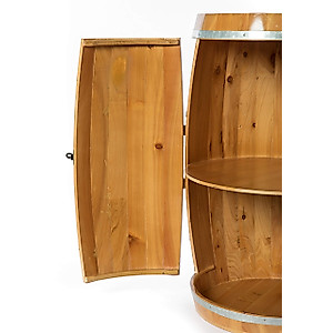 Vintiquewise Wooden Wine Barrel Shaped Wine Holder, Bar Storage Lockable Storage Cabinet