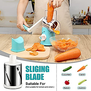 YNNICO Rotary Cheese Grater - Manual Mandoline Slicer with Non-slip Suction Base, Vegetable Slicer Nuts Grinder Cheese Shredder with Clean Brush