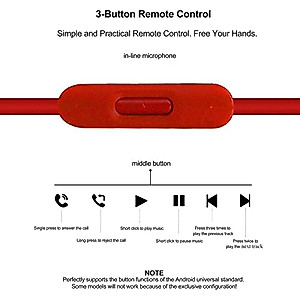 Replacement Audio Cable Cord Wire with in-line Mic Audio Extension Cable and Remote Control Compatible with Beats by Dr Dre Headphones Solo/Studio/Pro/Detox/Wireless/Mixr/Executive/Pill (Red)