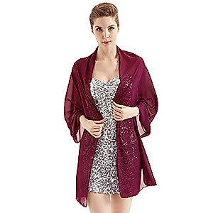 Alivila.Y Fashion Womens Chiffon Scarf Wrap Bridal Wedding Scarves Shawl for Bridesmaid-Burgundy Chiffon