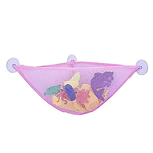 DYT Pink Bath Toy Organizer with 3 Strong Suction Cups Mounted Bath/Shower Caddy Storage Solution Bath Toy Storage Net & Bathroom Corner Shower Caddy Bag Bathroom Storage Bag