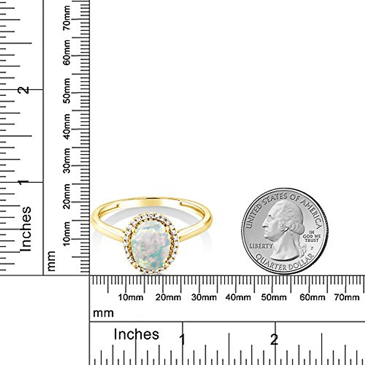 Gem Stone King 10K Yellow Gold 8X6MM Oval Gemstone Birthstone and White Diamond Halo Engagement Ring | Wedding Anniversary Promise Gold Ring For Women | Available In Size 5-10