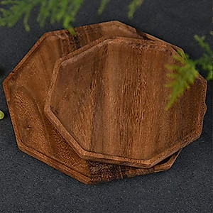 Set of 2 Acacia Wooden Serving Tray Vegetable Fruit Platter Decor Wood Trays Square Dessert Plates Food Dish Serving Platters Cheese Board Party Trays Charger Plate Wooden Charcuterie Boards Platters