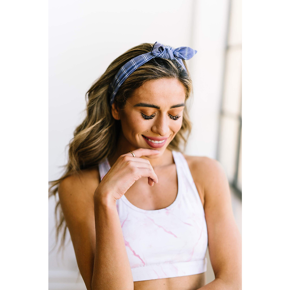 Maven Thread Women's No-Slip Sweat-Wicking Bow Headbands for Exercise and Yoga, 2-Pack, Yellow and Blue (Sunny)