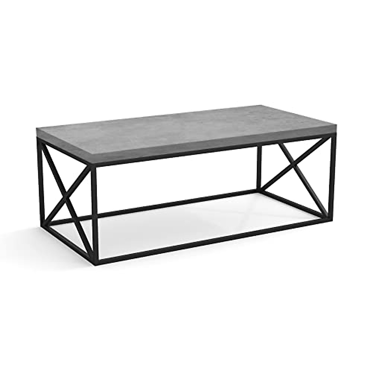 Safdie & Co. Living Room Coffee Coktail Tea Center Table-48 L/Gray Modern Low Table, Grey Cement