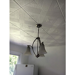 A la Maison Ceilings R34 Pyramid Illusion Foam Glue-up Ceiling Tile (256 sq. ft./Case), Pack of 96, Plain White