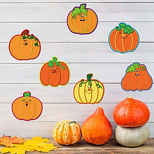 Blulu Pumpkin Cutout Decoration Pumpkins Cardboard Cutouts with Glue Point for Classroom School Bulletin Board Fall Theme Thanksgiving Halloween Party, 5.9 x 5.9 Inch(40 Pieces)