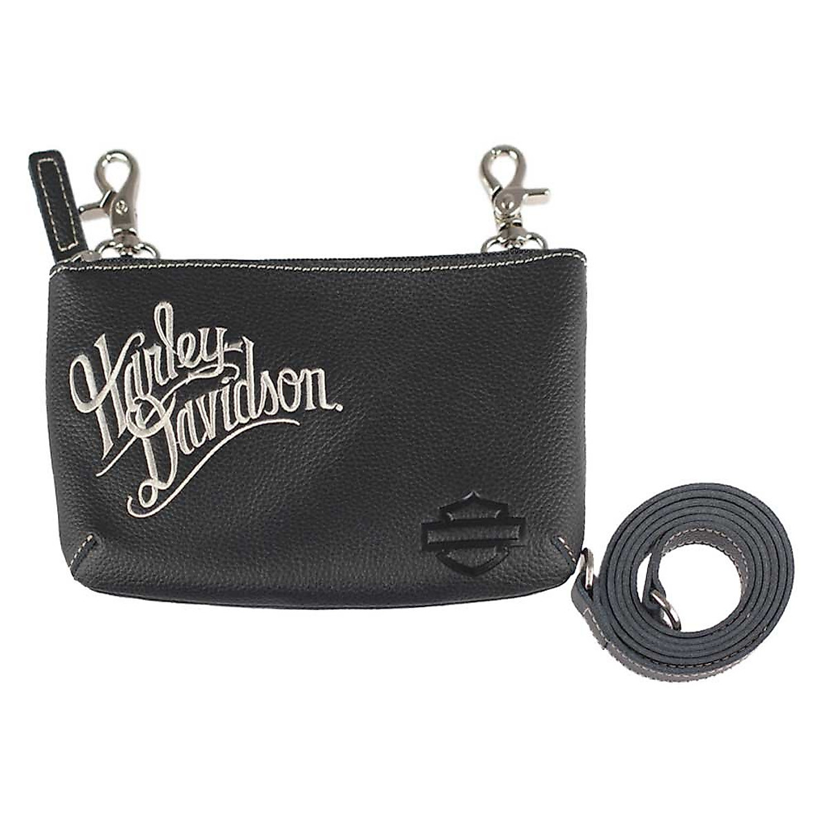 Harley-Davidson Women's Embroidered H-D Script Hip Bag w/Strap, ZWL3887-CRMBLK