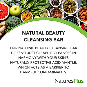 Natures Plus Natural Beauty Cleansing Bar - 3.5 oz, Pack of 3 - Cleanse, Soothe & Protect Skin - With Vitamin E, Allantoin, Humectants & Emollients