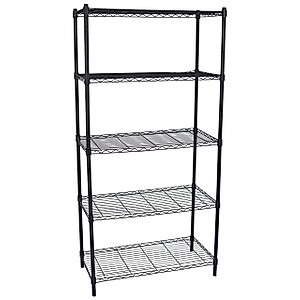 Internet's Best 5-Tier Wire Shelving - Flat Black - Heavy Duty Shelf - Wide Adjustable Rack Unit - Kitchen Storage