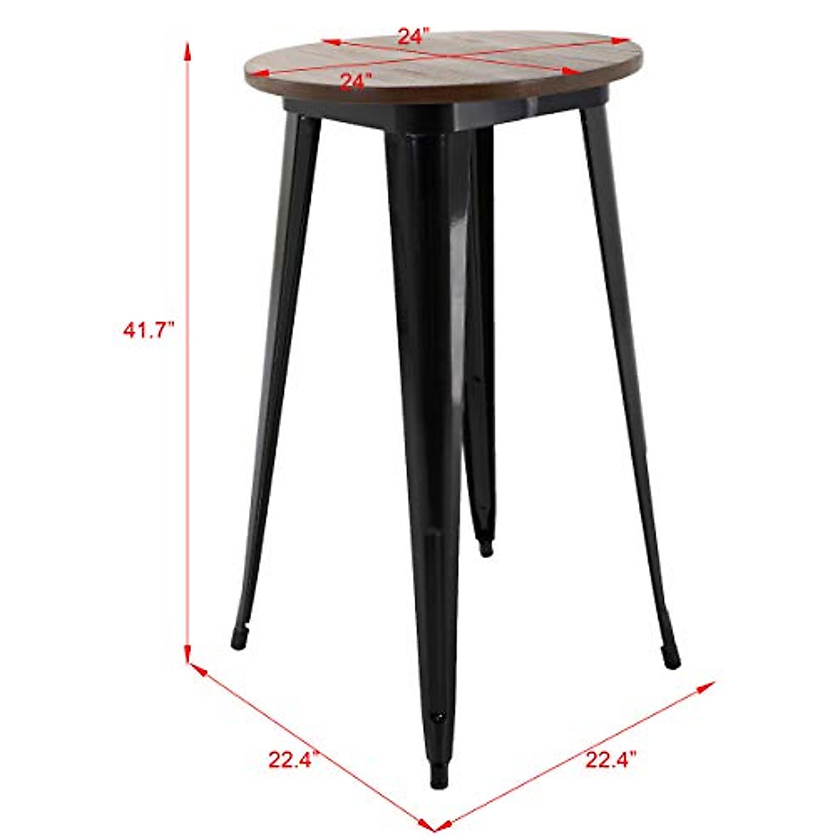 Brage Living 42" Round Metal Dining Table with Elm Wood Top