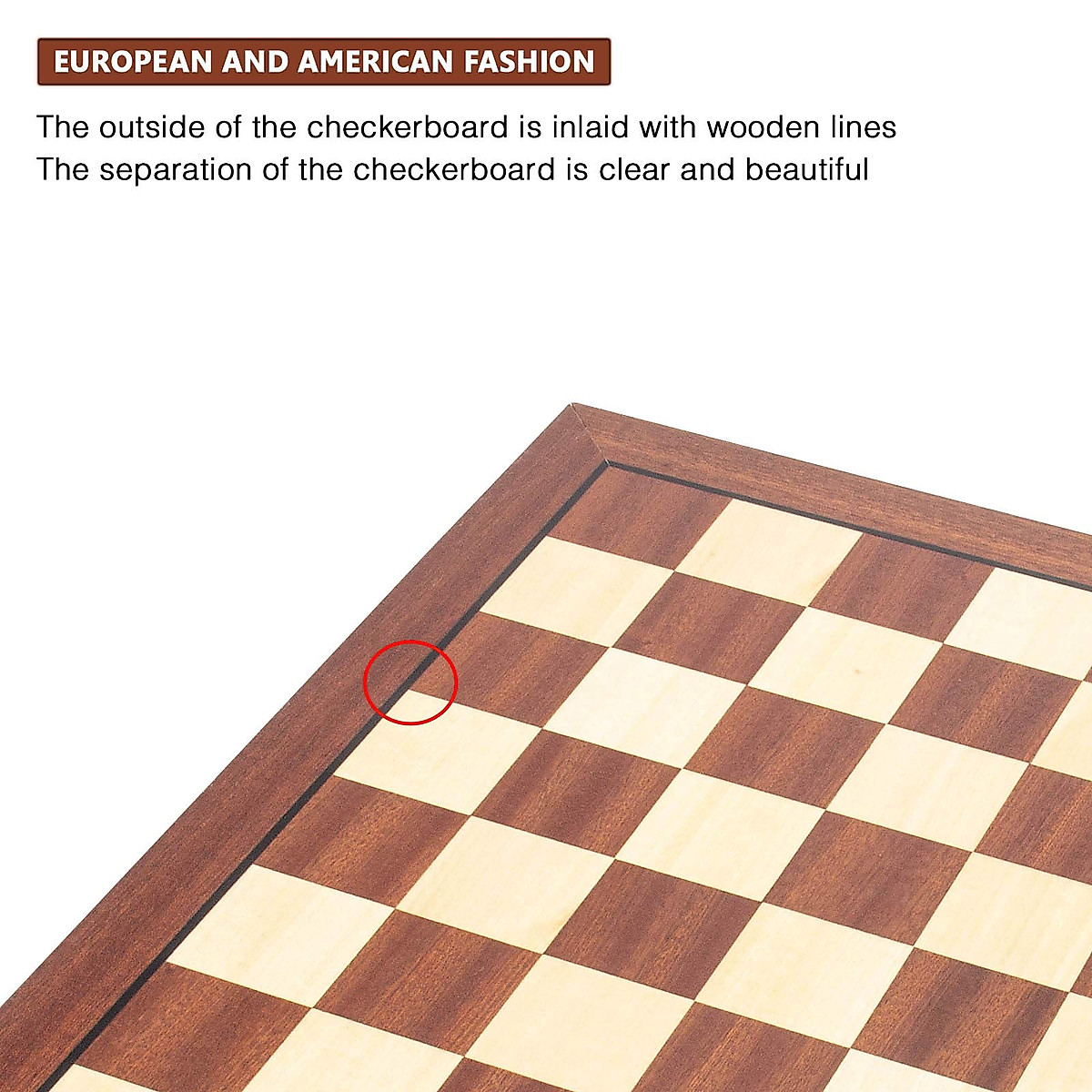 AMEROUS 17 x 17 Inches Wooden Chess Board Only, Professional Tournament Chess Board Large with Chess Rules/Gift Package, Chess Board Game for Kids, Adults