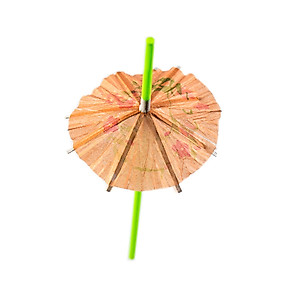 Perfect Stix 8" Neon Green Umbrella Luau and Tropical Drinking Straws 144ct, Multicolor