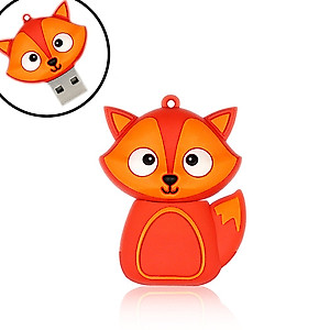 QICAIHU Novelty Fox Shape Design 64B USB 3.0 Flash Drive Cute Memory Stick Thumb Drive Data Storage Pendrive Cartoon Jump Drive Gift