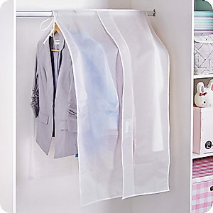 Clothes Dust Covers, Large Hanging Garment Rack Cover Storage Clothes Dust Shoulder Cover Clothes Dress Suits Coat Protectors for Home Bedroom, 35.43 x 43.31 in (White)