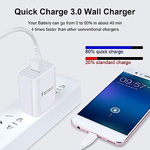 Quick Charge 3.0 Wall Charger,18W 3A USB Wall Charger QC 3.0 Adapter Fast Charger Block for Samsung Galaxy S23 S22 Ultra S21+ S20 FE S10e S9 S8 Note 20/10 A14 A12 A52 A10E A03S A32 A11 A21 A51 A71 A72