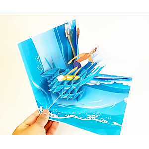 POP CARD EXPRESS Surfer Pop Up Birthday Card - Surfing, Ocean, Happy Birthday, Just Because, Special Days, Retirement, Graduation, Friendship,Anniversary Card, Unique Gifts For Men, Women