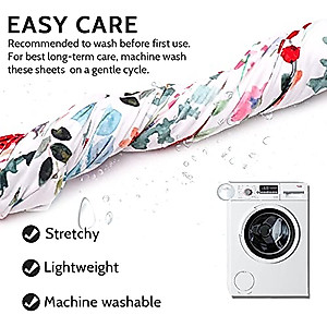 Baby Fitted Crib Sheet Soft and Breathable Polyester for Standard Crib and Toddler Mattresses, White Watercolor Floral, for Boys and Girls