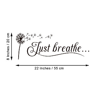 Just Breathe Vinyl Wall Decal Yoga Quotes Positive Relax Motto Art Letters Sayings Living Room Décor Lettering
