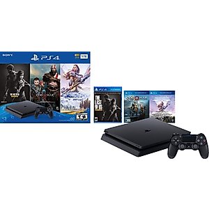 Flagship Newest Play Station 4 1TB HDD Only on Playstation PS4 Console Slim Bundle with Three Games: The Last of Us, God of War, Horizon Zero Dawn 1TB HDD Dualshock 4 Wireless Controller -Jet Black