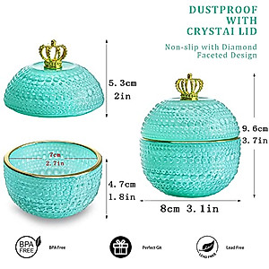 Blue Glass Candy Jar with Lid,Glass Apothecary Jar with Lid,Crystal Jewelry Storage Glass Jar Food Container for Wedding