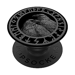 Viking Norse Mythology Vegvisir Runes Odin's Huginn & Muninn PopSockets Swappable PopGrip