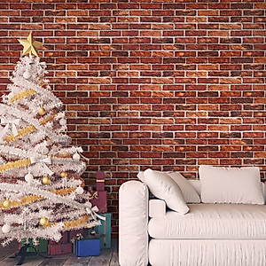 Red Faux Brick Wallpaper Peel and Stick Wallpaper 3D Brick Wallpaper 17.71in × 118in Self Adhesive Wallpaper for Fireplace Bedroom Living Room Decoration