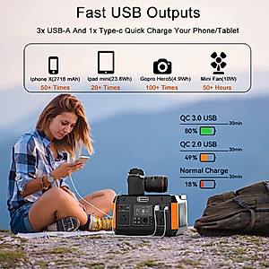FF FLASHFISH 560W Portable Power Station, 520Wh/140400mAh Solar Generator With 2x110V/560W Surge 1100W AC Outlets, 5xDC Output and 4xUSB Outputs, Backup Power CAPA Battery For Camping/Home/Blackout