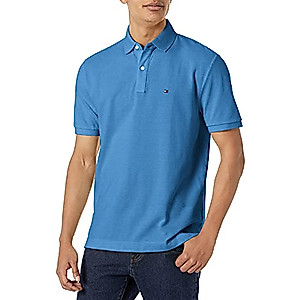 Tommy Hilfiger Mens Short Sleeve Cotton Pique in Classic Fit Polo Shirt, Federal Blue, Large US
