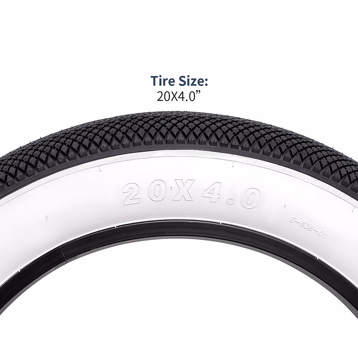 2 Pack 20" E-Bike Tires 20x4.0 Classic White Wall Tires with 2 Nylon Rim Strips for 20 x 4.0 Electric Bike Bicycle Tires