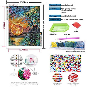Moon Diamond Painting Kits - 5D DIY Diamonds Dots Art for Adults Full Drill Round Gem Painting Crystal Craft Kit for Adults for Wall Décor (20x16inch Moon) (20×16in, Moon)