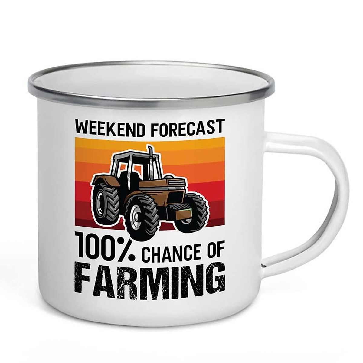 Bubble Hugs Farmer Birthday Camper Mug White 12oz - Forecast Farming - Dry Farming Farm ranch Market Garden Agricultural Seed Drill Acre Hay Tractor Farmer Crops