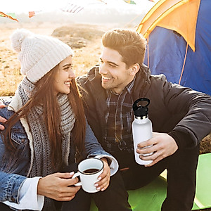 Volhoply 17oz Insulated Water Bottle Bulk 8 Pack,Stainless Steel Kids Water Bottles with Straw Lid,Reusable Metal Thermos Water Bottle,Double Wall Vacuum Sports School Flask Keep Cold(White,8 Set)