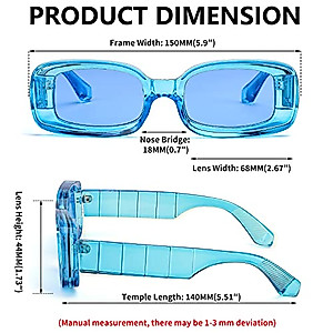 FEISEDY Trendy Rectangle Sunglasses Retro 90s Candy Color Chunky Frame Square Sun Shades Women Men B2307
