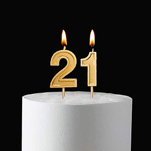 Bailym 21st & 12 Birthday Candles,Gold Number 21 Cake Topper for Birthday Decorations Party Decoration