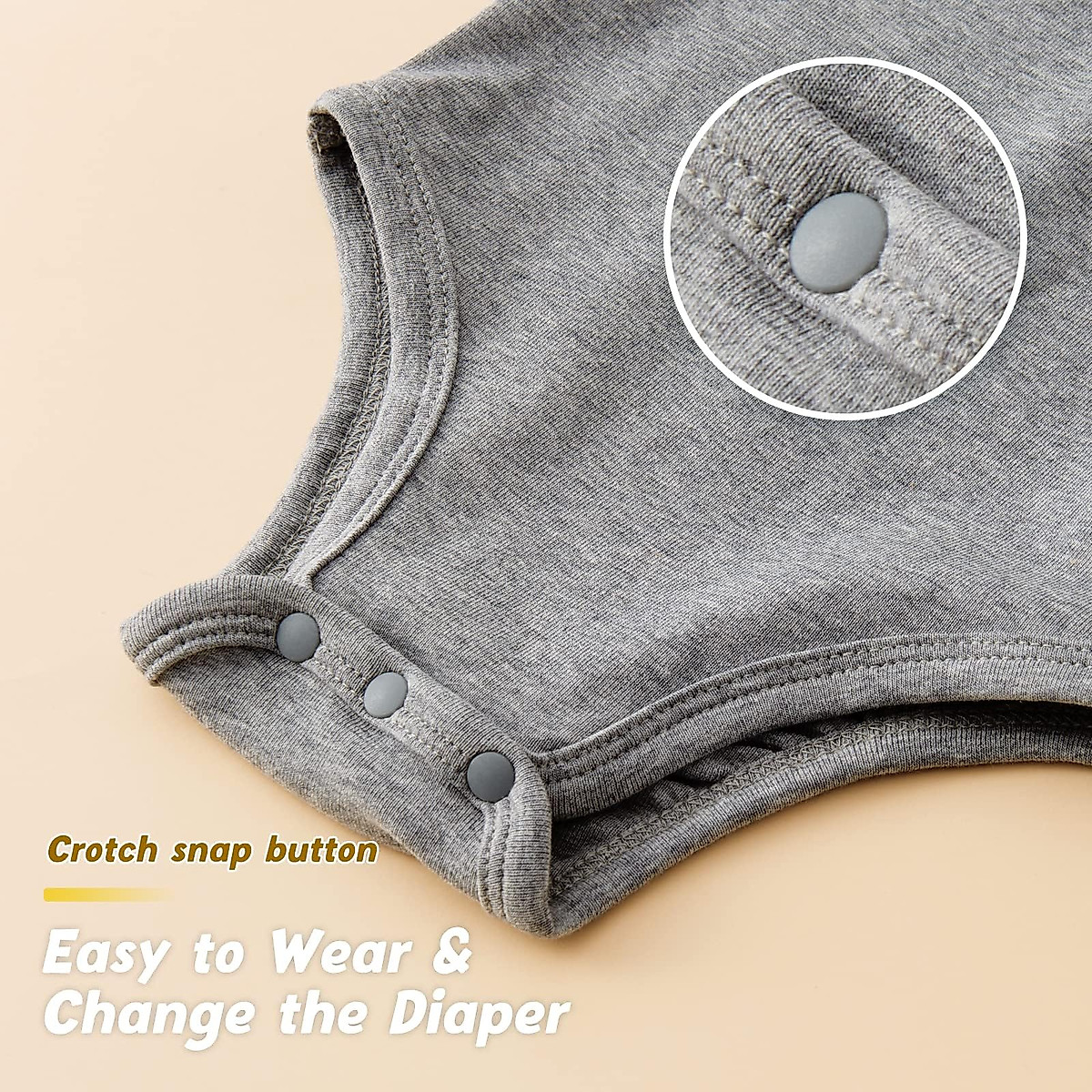 WAWSAM Little Brother Saurus Bodysuit Baby Boys’ Dinosaur Newborn Romper Gift (Grey, 3-6 Months)