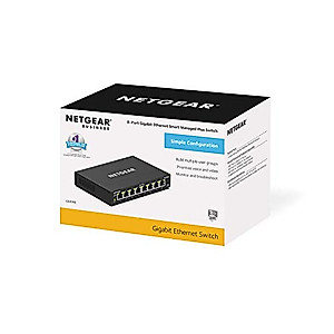 NETGEAR 8 Port Gigabit Ethernet Managed Network Switch (GS308E) - Desktop or Wall Mount, Home Network Hub, Office Ethernet Splitter, Silent Operation