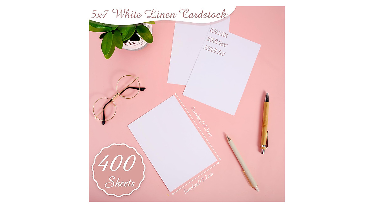 400 Sheets White Linen Cardstock for Invitations