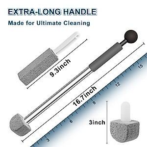 16.7In Long Pumice Stone for Toilet Cleaning,RRETECK Toilet Pumice Stone with Long Handle,Ergonomic Toilet Wand Scouring Stick Toilet Bowl Brush Tool for Toilets,Sinks,Grills,Tiles,BBQ&Pools