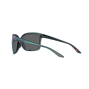 Oakley Women's OO9230 Wildrye Butterfly Sunglasses, Matte Silver/Blue Colorshift/Prizm Black Polarized, 61 mm